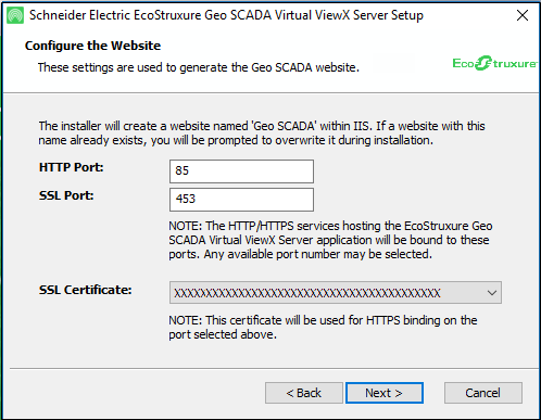 Geo SCADA Expert Installation Guide - Virtual ViewX Server Setup Wizard (Installing the Virtual ...